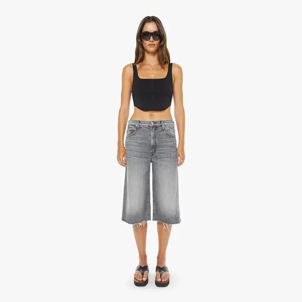 MOTHER The Whole Lot Zip Twist Fray Bait And Switch Jeans - Grey