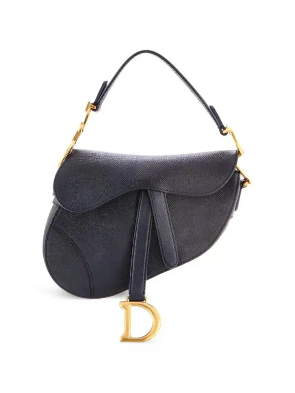 Dior Saddle Handbag Leather Mini Shoulder Bag - Black