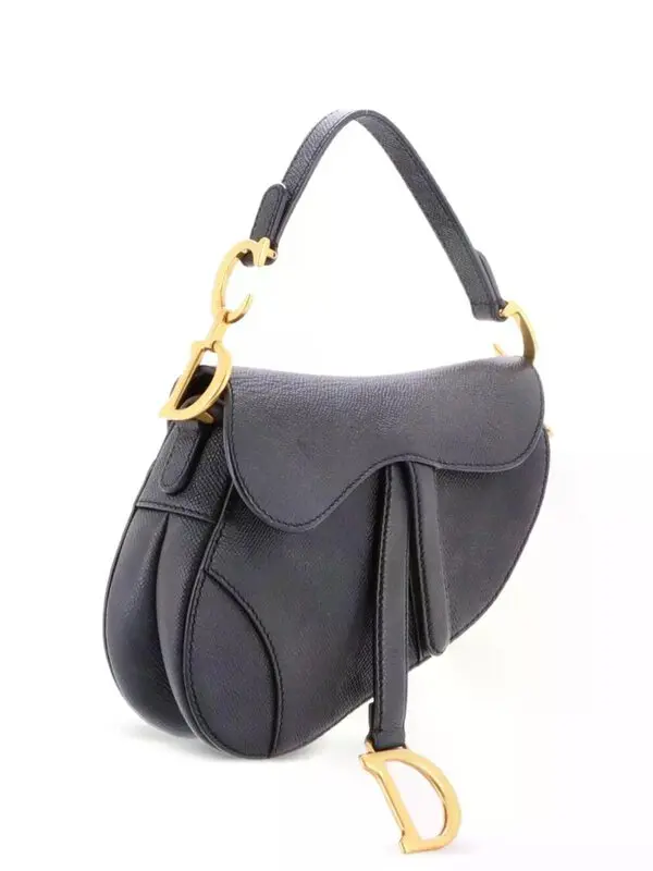 Dior Saddle Handbag Leather Mini Shoulder Bag - Black
