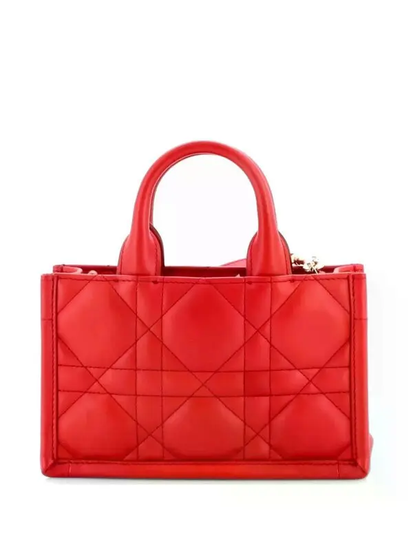 Dior Book With Strap Macrocannage Quilt Calfskin Mini Tote Bag - Red