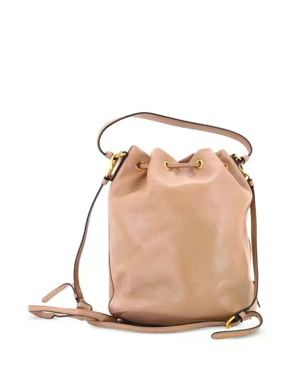 Prada Logo Drawstring Glace Calf Small Bucket Bag
