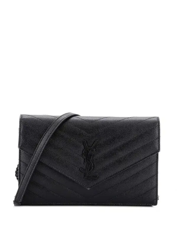 Saint Laurent Classic Monogram Wallet On Chain - Black