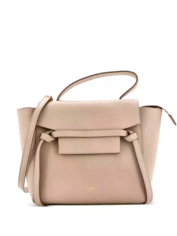 Celine Pico Shoulder Bag, Textured Leather, Belt Bag - Neutrals