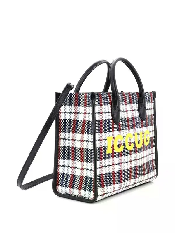 Gucci Embroidered Raffia Small Satchel Tote