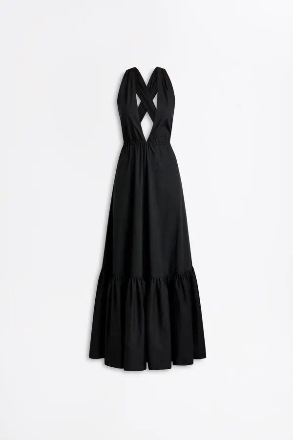 Scanlan Theodore Parachute Cotton Halter Dress - Black