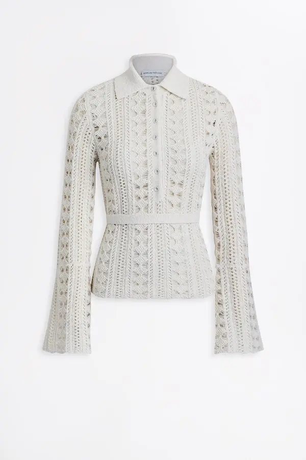 Scanlan Theodore Lace-knit Button Down Top - Parchment