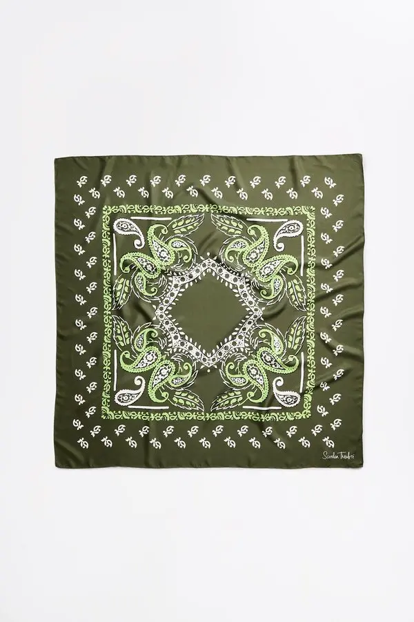 Scanlan Theodore Silk Bandana Scarf - Army