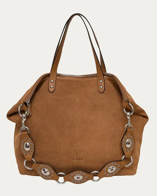 AIMEE Roma Convertible Tote - Latte Suede