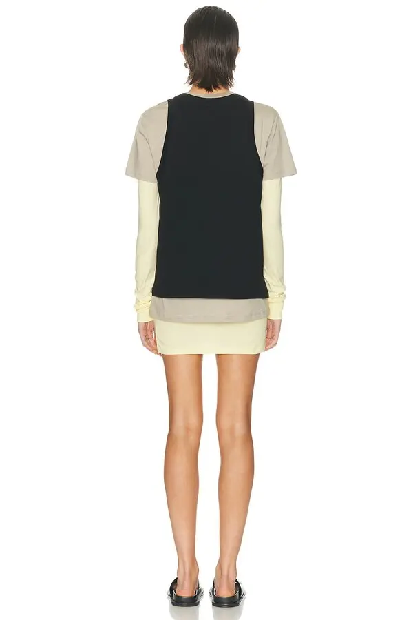 Wardrobe.NYC Layered Tunic Top - Lemon, Taupe, & Black