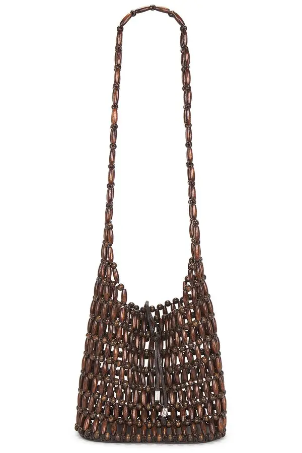 Staud Coronado Beaded Bag - Wood Beads