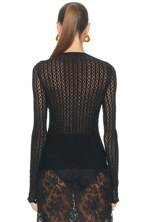 Saint Laurent Pointelle Long Sleeve Top