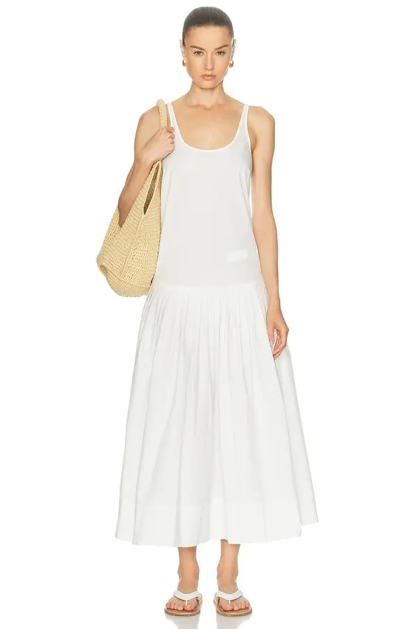 ST. AGNI Relaxed Pleat Dress - Off White