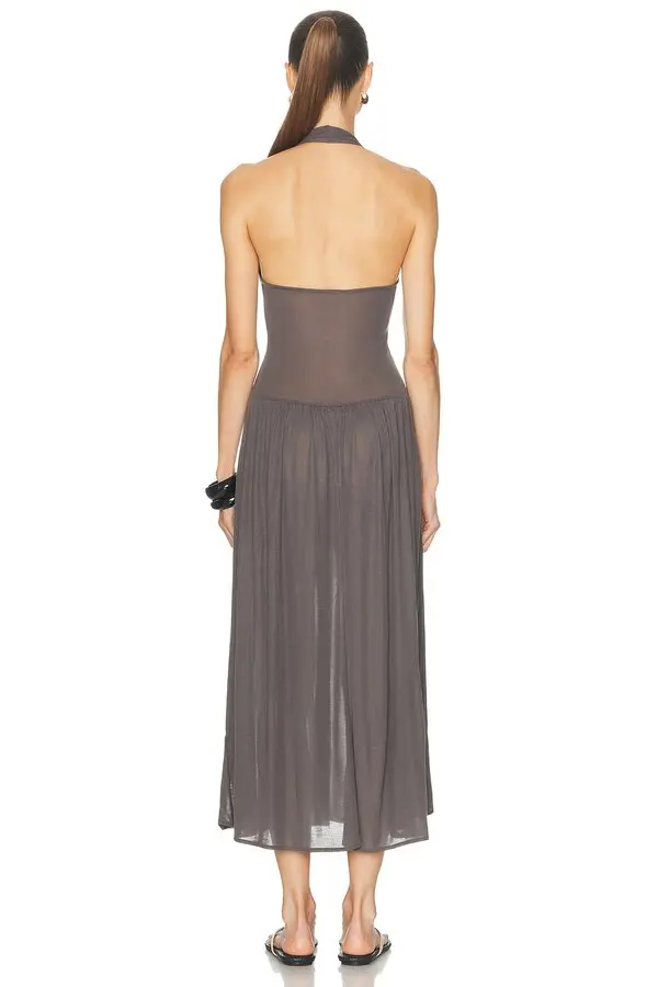 ST. AGNI Fluid Jersey Halter Dress - Soot