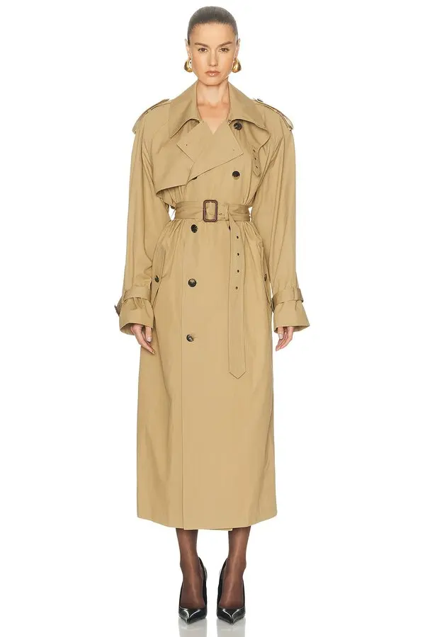 Saint Laurent Oversize Trench Coat - Beige