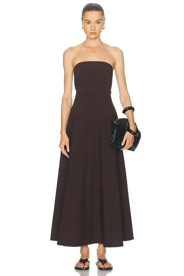 ST. AGNI Strapless Rouleau Dress - Bark
