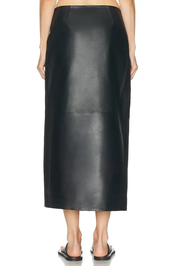 ST. AGNI Leather Wrap Skirt