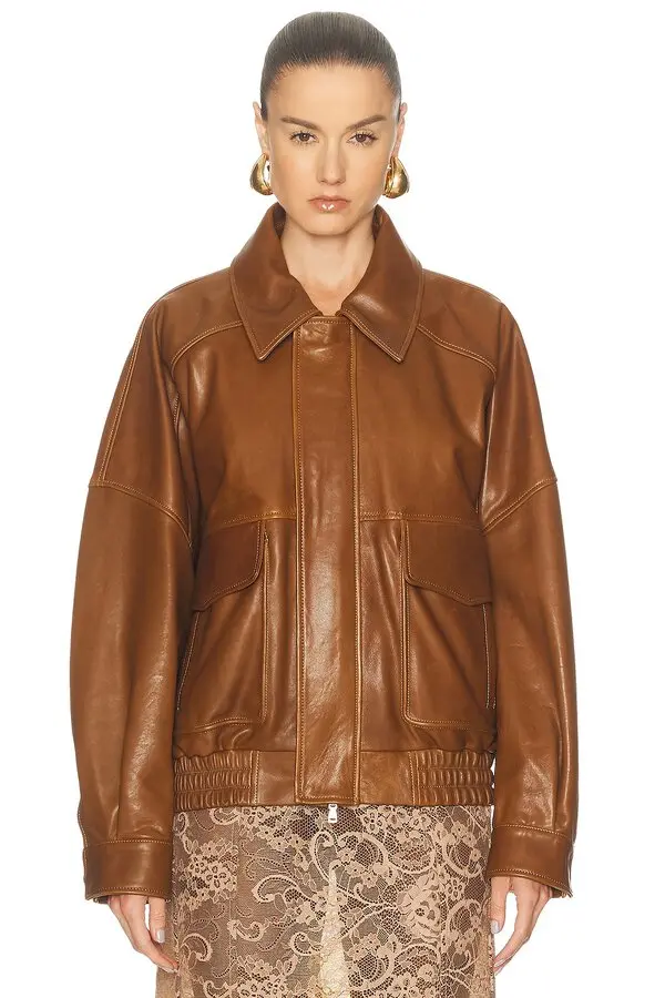 Nour Hammour Runa Bomber Jacket - Praline Patina