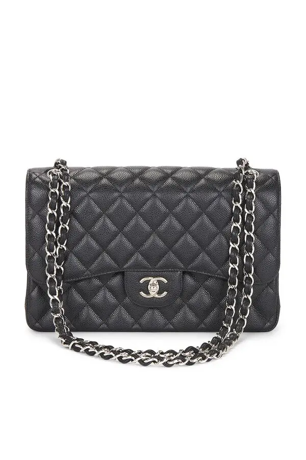 Chanel Caviar Jumbo Classic Double Flap Bag - Black