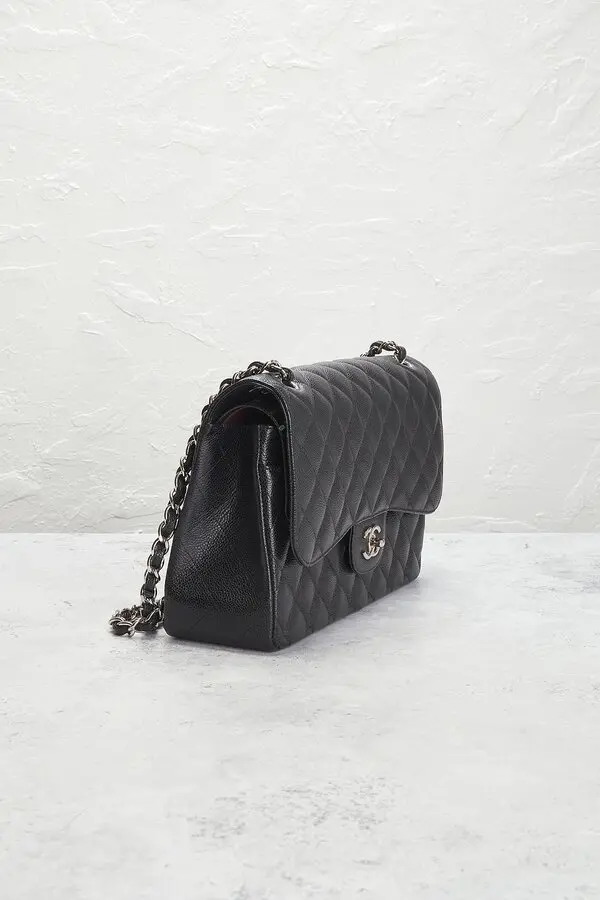 Chanel Caviar Jumbo Classic Double Flap Bag - Black