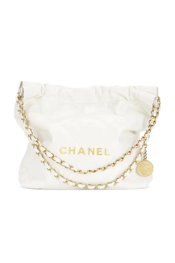 Chanel Calfskin Small 22 Hobo Bag - White