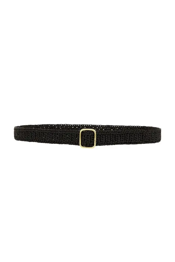 DEHANCHE Mako Raffia Belt - Black Raffia & Gold