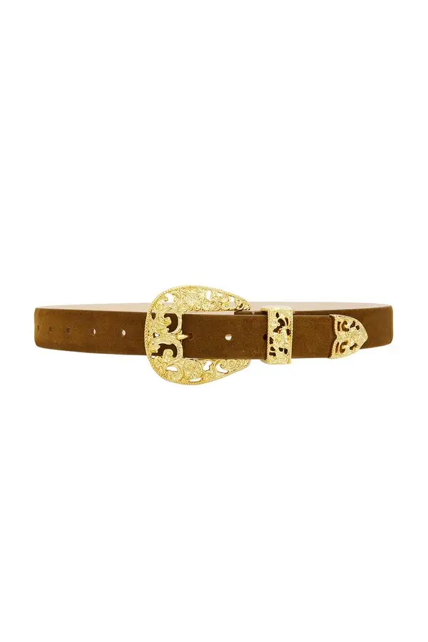 DEHANCHE Versaille Suede Belt - Ochre & Gold