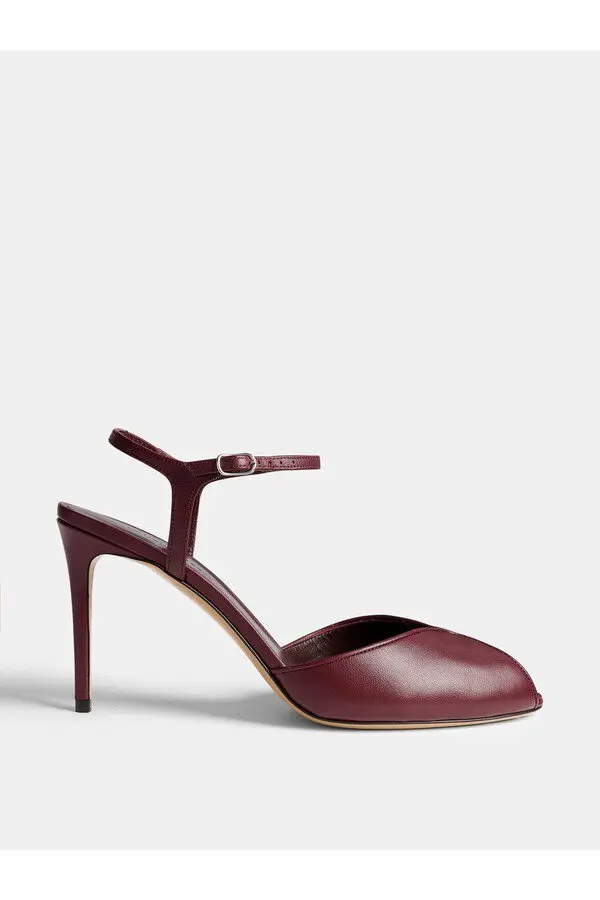 Le Monde Beryl Valetta Peep Toe Leather Sandal - Burgundy