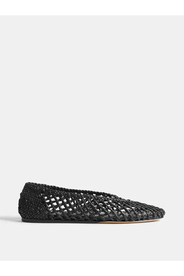 Le Monde Beryl Regency Knotted Leather Slippers - Black
