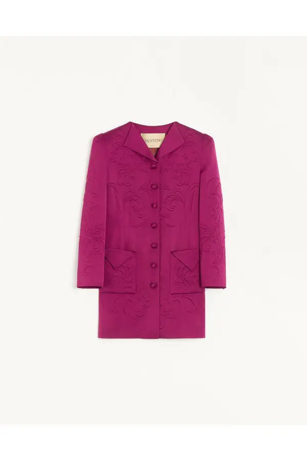 Valentino Garavani Embroidered Satin Cady Caban Coat - Purple
