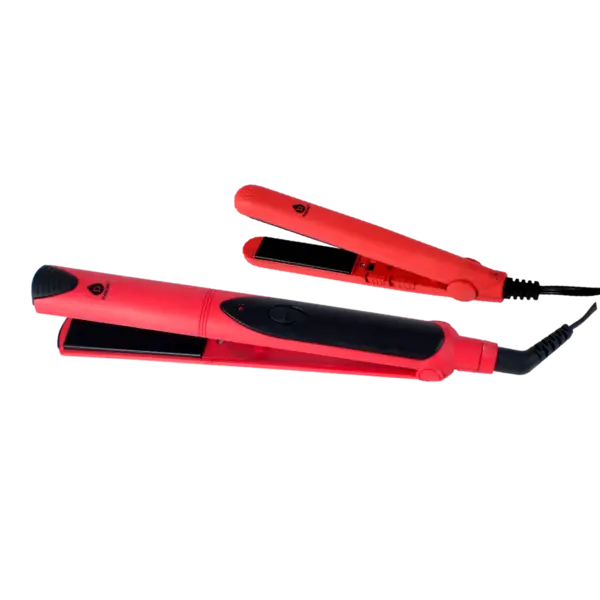 PURSONIC Professional Salon Quality Flat Iron Hair Straightener With A Free Travel Straightener - Red