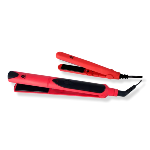 PURSONIC Professional Salon Quality Flat Iron Hair Straightener With A Free Travel Straightener - Red