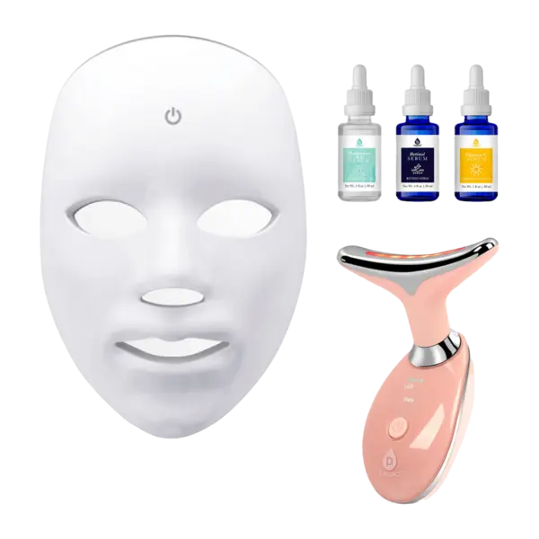PURSONIC 7-in-1 Led Face Mask + Sculpting Wand + Anti-aging Serum Set - One-color