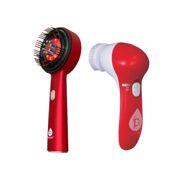 PURSONIC Red Light Led Scalp & Hair Therapy Brush & Advanced Facial Cleansing - One-color
