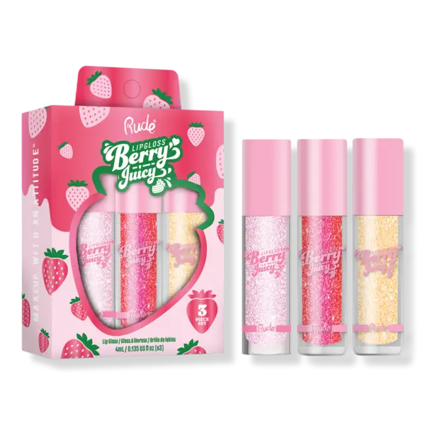 RUDE Berry Juicy Lip Gloss Trio Crystalize / Pixie Pink / Golden Hour - One-color