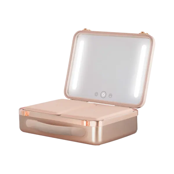 BEAUTIFECT Cordless Led Lighted Makeup Vanity Case With Mirror - Gold