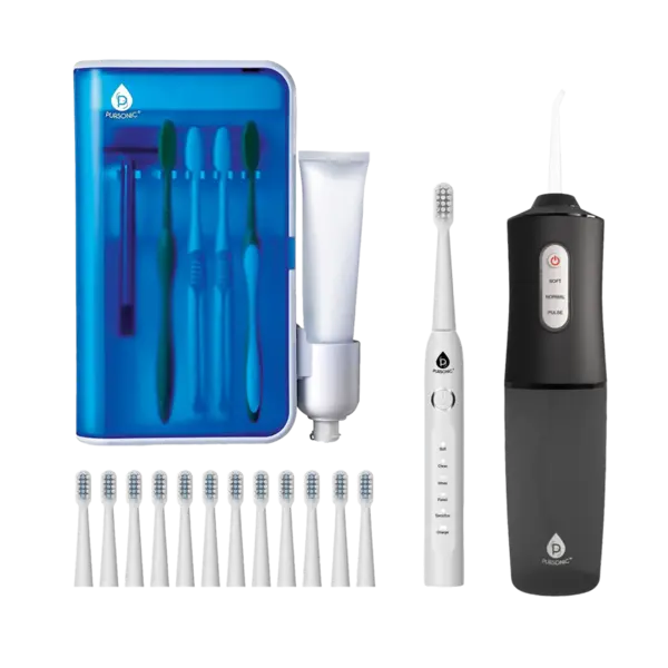 PURSONIC Usb Rechargeable Sonic Toothbrush, Water Flosser & Uv Toothbrush Sanitizer - Black