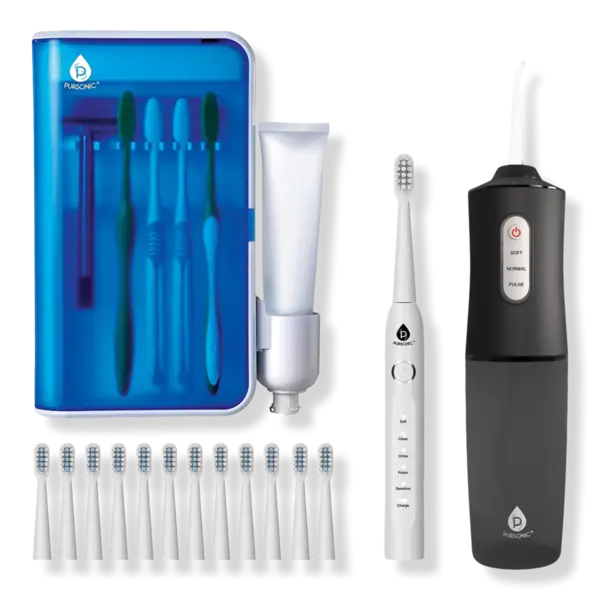 PURSONIC Usb Rechargeable Sonic Toothbrush, Water Flosser & Uv Toothbrush Sanitizer - Black