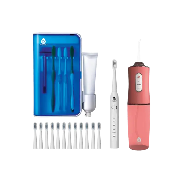 PURSONIC Usb Rechargeable Sonic Toothbrush, Water Flosser & Uv Toothbrush Sanitizer - Pink