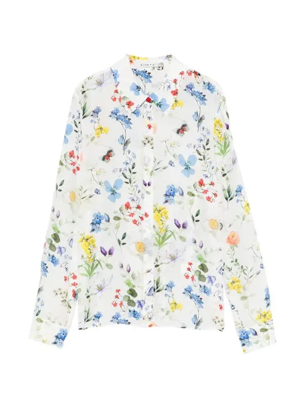 Alice + Olivia Willa Printed Blouse - White