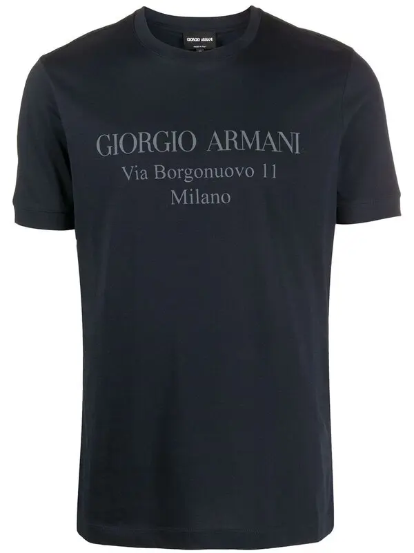 Giorgio Armani Short Sleeve T-shirt With Logo - Blue