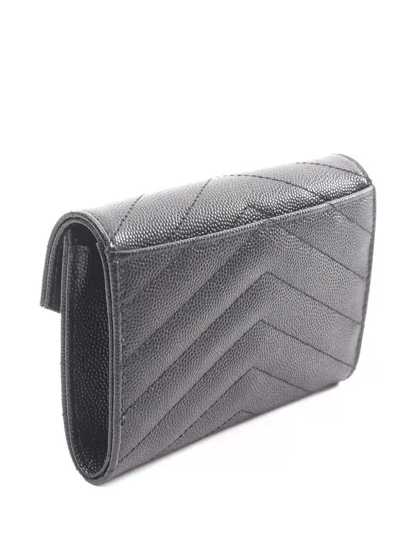 Saint Laurent Logo-plaque Envelope Leather Wallet - Black