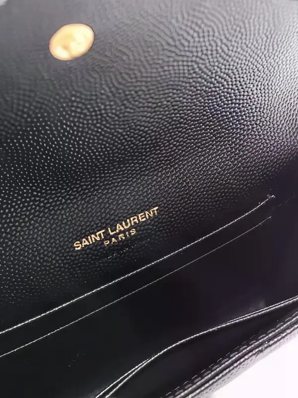 Saint Laurent Logo-plaque Envelope Leather Wallet - Black
