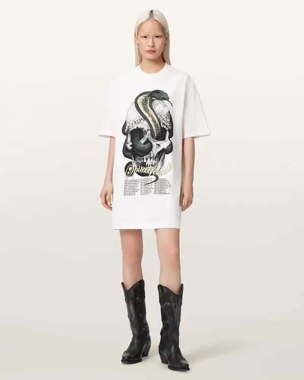 ALLSAINTS Snakehead Mini T-shirt Dress - Chalk White