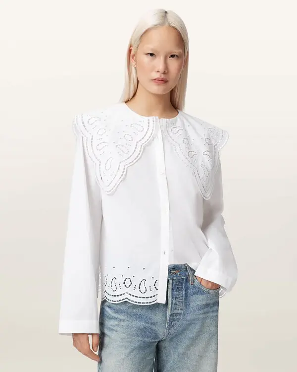 ALLSAINTS Marie Broiderie Shirt - White
