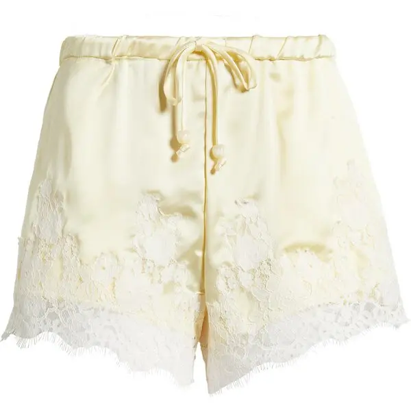 KITTENISH Lace Trim Satin Shorts