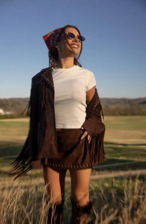 KITTENISH Faux Suede Skort
