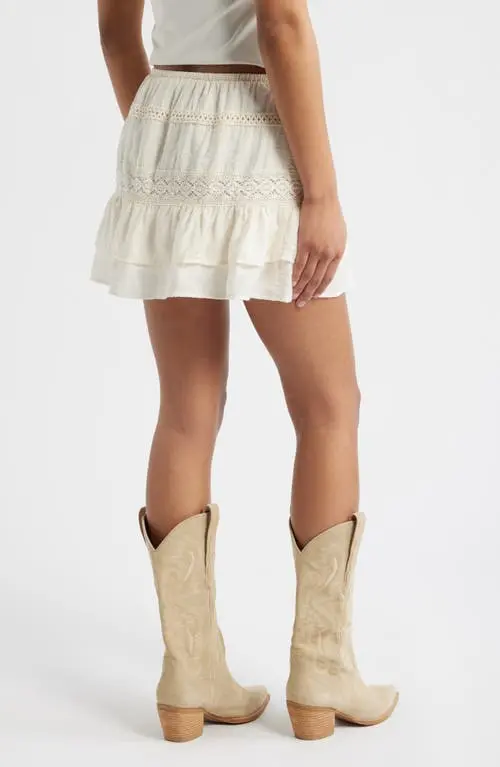 KITTENISH Ruffle Tie Waist Mini Skirt - Egret