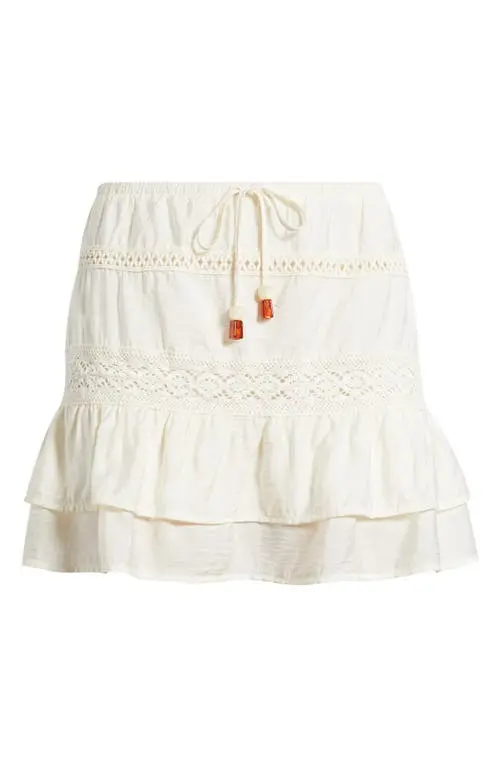 KITTENISH Ruffle Tie Waist Mini Skirt - Egret