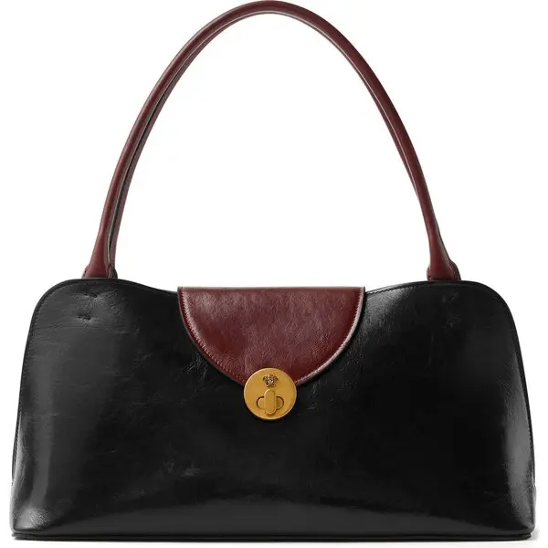Versace Medium Vivian Leather East/west Shoulder Bag - Black Rosewood-gold 82