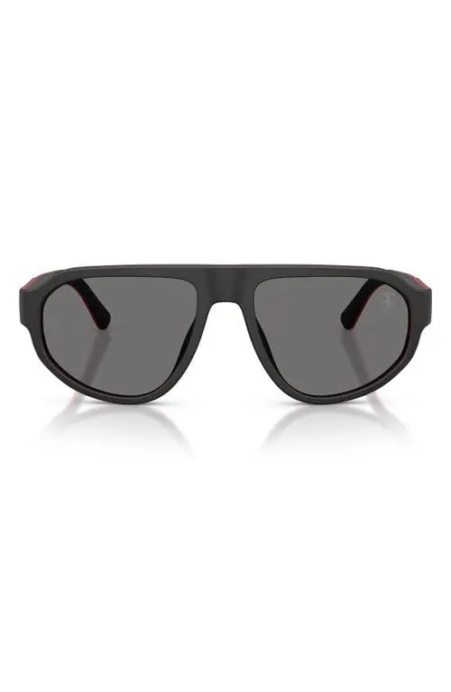 SCUDERIA FERRARI 57mm Polarized Irregular Sunglasses - Black Matte Red/dark Grey